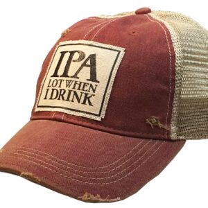 VINTAGE LIFE Distressed Baseball Caps Funny Trucker Hats with Sayings, Unisex (IPA Lot (Dark red))