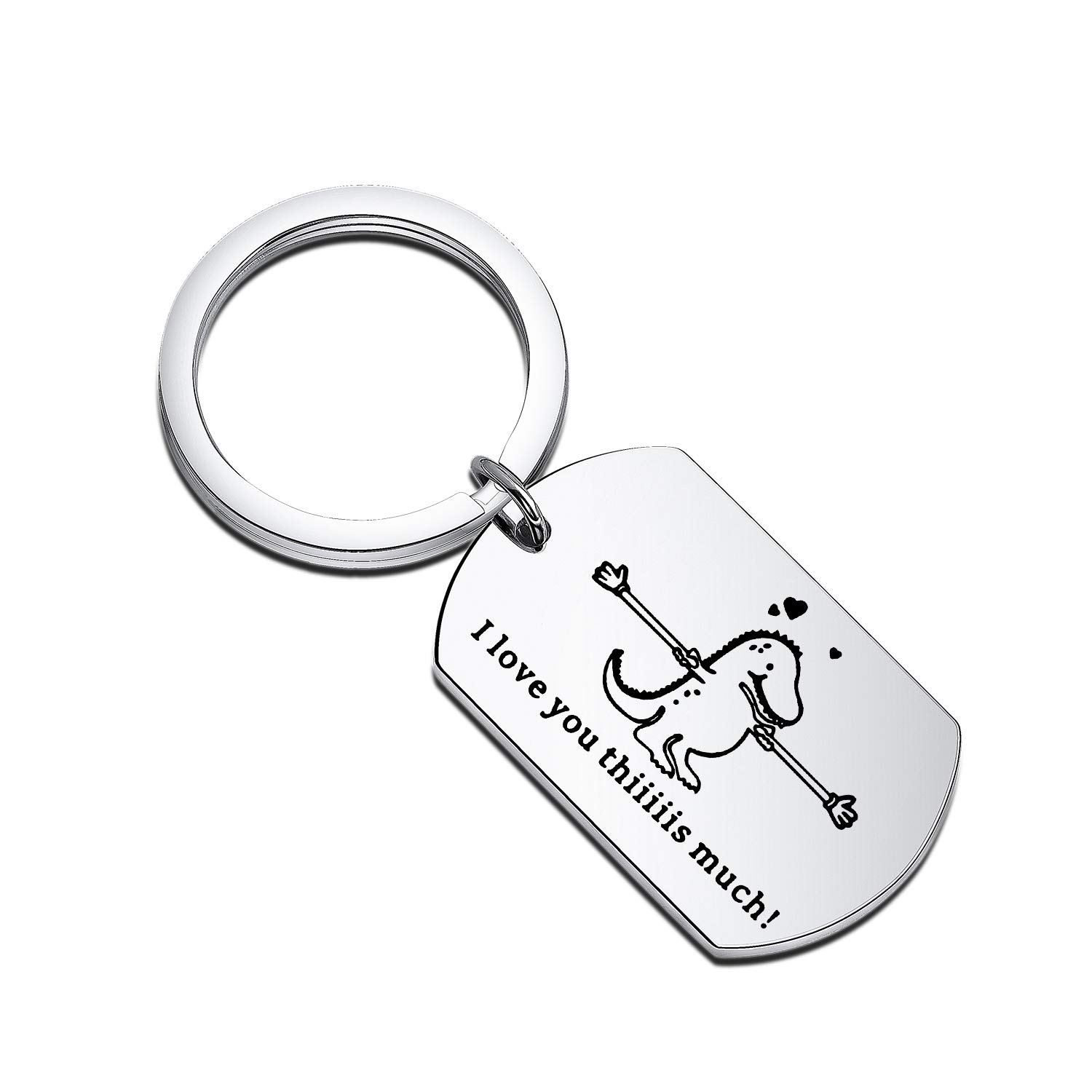 Gzrlyf T-rex Keychain I Love You Thiiiiis Much Funny Dinosaur Gifts for Couples Parents Dinosaur Lover (I love you thiiiiis much)