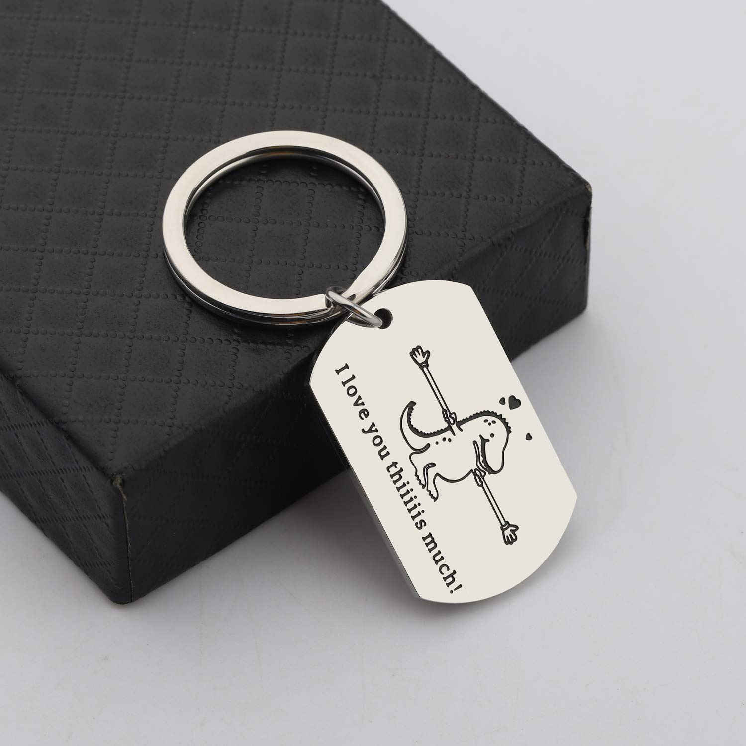 Gzrlyf T-rex Keychain I Love You Thiiiiis Much Funny Dinosaur Gifts for Couples Parents Dinosaur Lover (I love you thiiiiis much)