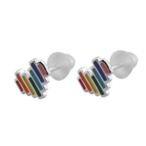 bobauna delicate colorful rainbow heart stud earrings lgbt pride jewelry gift for gay & lesbian pride (rainbow heart earrings)