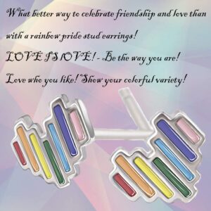 bobauna Delicate Colorful Rainbow Heart Stud Earrings LGBT Pride Jewelry Gift For Gay & Lesbian Pride (Rainbow heart earrings)