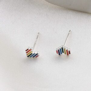 bobauna Delicate Colorful Rainbow Heart Stud Earrings LGBT Pride Jewelry Gift For Gay & Lesbian Pride (Rainbow heart earrings)