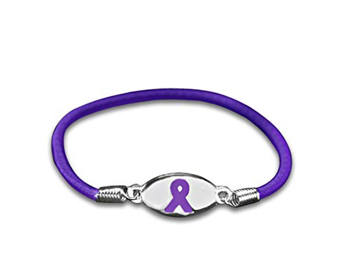 10 Pack Purple Ribbon Stretch Bracelets - 10 Bracelets in a Bag