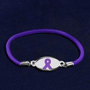 10 Pack Purple Ribbon Stretch Bracelets - 10 Bracelets in a Bag