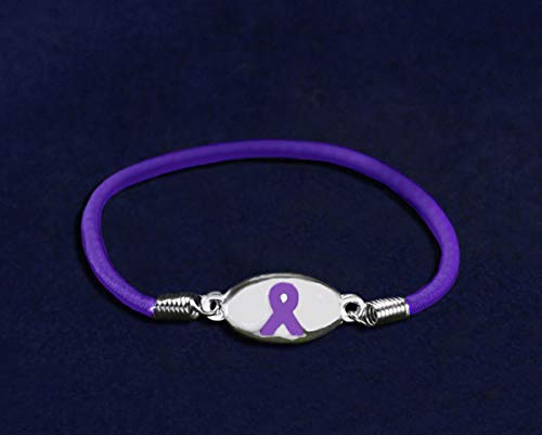 10 Pack Purple Ribbon Stretch Bracelets - 10 Bracelets in a Bag