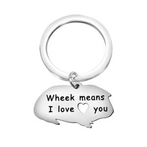 bobauna guinea pig lover gift wheek means i love you keychain guinea pig jewelry animal lover gift (wheek means i love you)