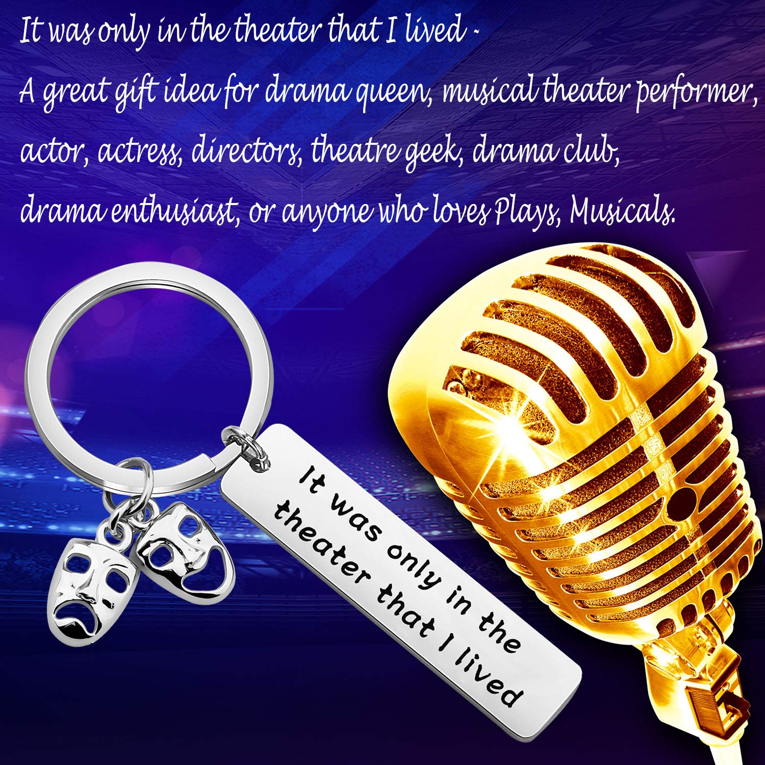 bobauna Theatre gift Theater Keychain Tragedy and Comedy Jewelry Gift (Theater Keychain)