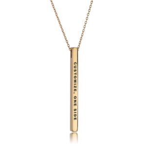 dolceoro custom bar necklace (1 side), personalize an inspirational mantra necklace, vertical bar pendant jewelry, mindful quote necklace