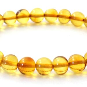 TipTopEco Baltic Amber Adult Stretch Bracelet - 7.9 Inches Long - Polished Honey Beads