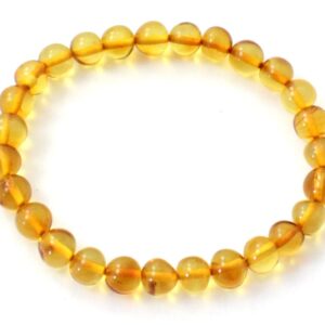 TipTopEco Baltic Amber Adult Stretch Bracelet - 7.9 Inches Long - Polished Honey Beads