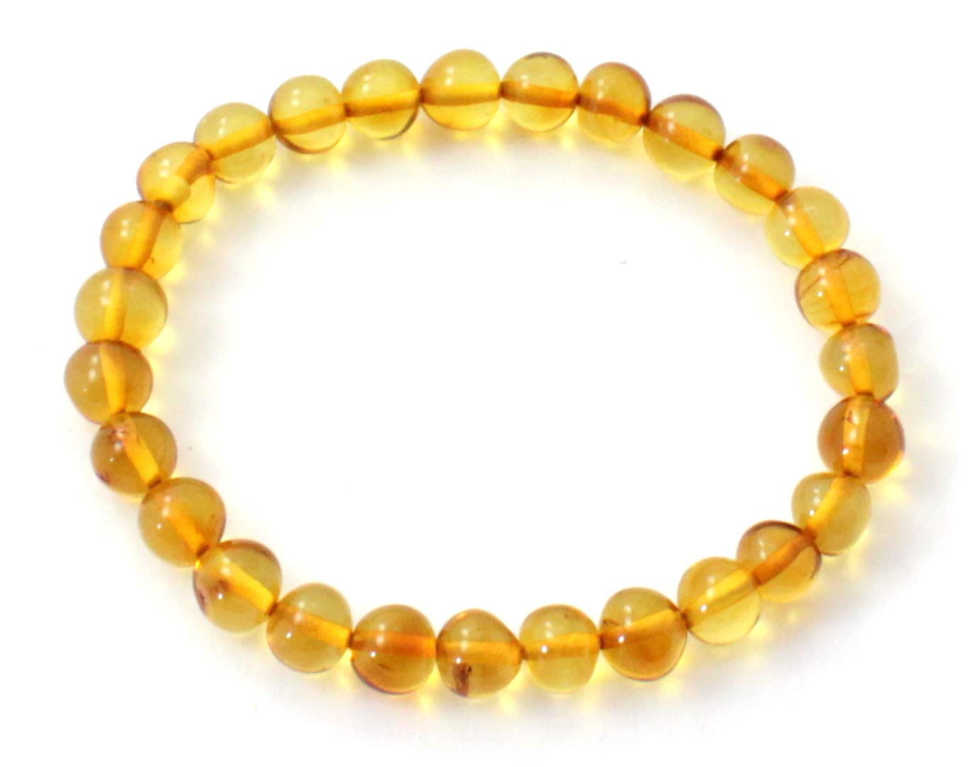 TipTopEco Baltic Amber Adult Stretch Bracelet - 7.9 Inches Long - Polished Honey Beads