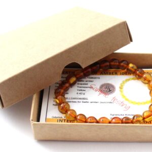 TipTopEco Baltic Amber Adult Stretch Bracelet - 7.9 Inches Long - Polished Honey Beads