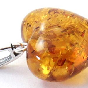 TipTopEco Baltic Amber Pendant Made With Silver - Heart Shape - Small Minimalist - Honey Color (Honey Heart)