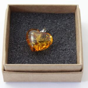 TipTopEco Baltic Amber Pendant Made With Silver - Heart Shape - Small Minimalist - Honey Color (Honey Heart)