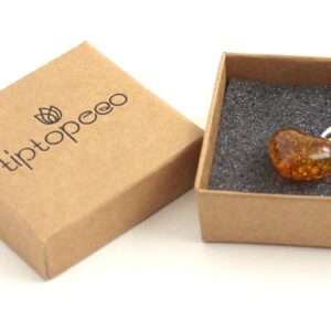 TipTopEco Baltic Amber Pendant Made With Silver - Heart Shape - Small Minimalist - Honey Color (Honey Heart)