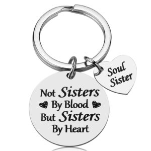 iwensheng friendship gifts for women sister - not sister by blood but sisters by heart keychain, birthday gifts for best friend bff jewelry