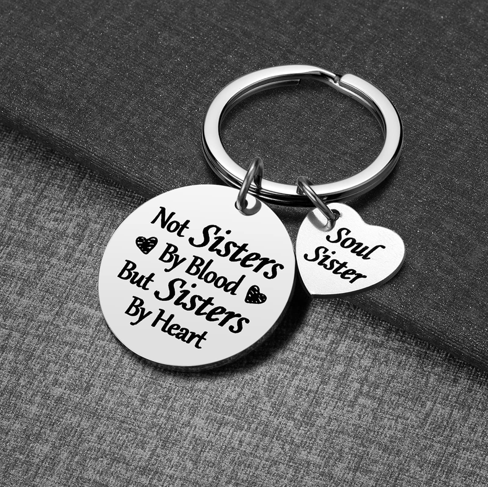 iWenSheng Friendship Gifts for Women Sister - Not Sister By Blood But Sisters By Heart Keychain, Birthday Gifts for Best Friend BFF Jewelry