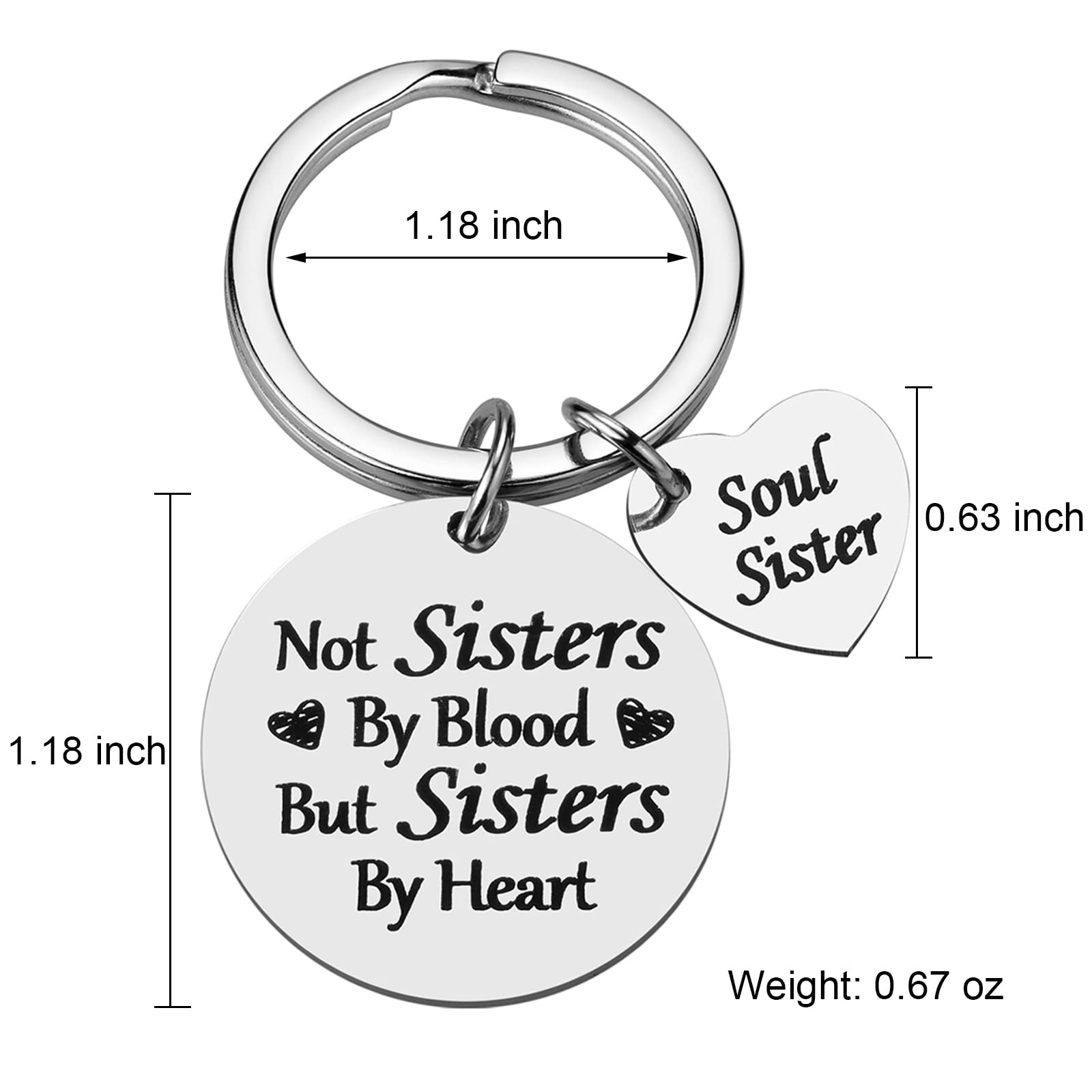 iWenSheng Friendship Gifts for Women Sister - Not Sister By Blood But Sisters By Heart Keychain, Birthday Gifts for Best Friend BFF Jewelry