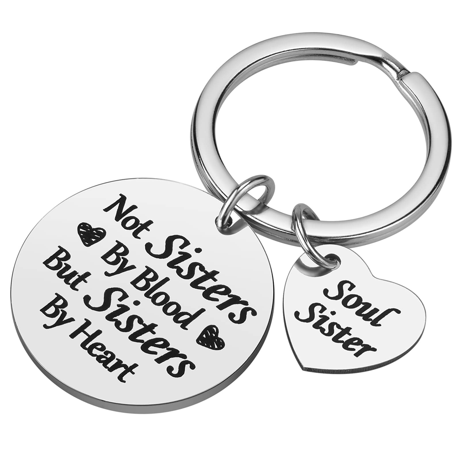 iWenSheng Friendship Gifts for Women Sister - Not Sister By Blood But Sisters By Heart Keychain, Birthday Gifts for Best Friend BFF Jewelry