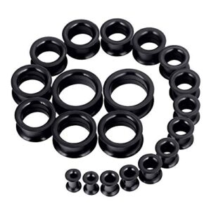 Longbeauty 20pcs Tunnels Kit 2g-1" Silicone Ear Skin Gauges Plugs Ear Expander Stretching Set