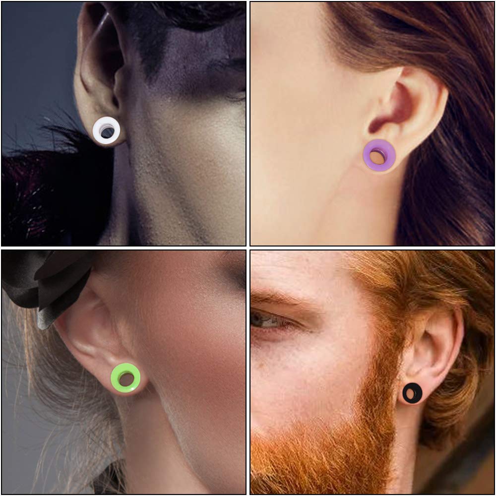 Longbeauty 20pcs Tunnels Kit 2g-1" Silicone Ear Skin Gauges Plugs Ear Expander Stretching Set