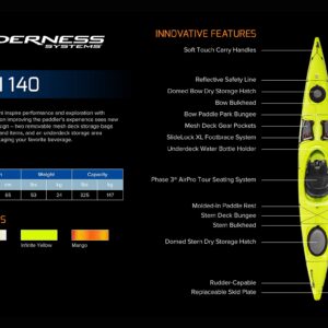 Wilderness Systems Tsunami 140 | Sit Inside Touring Kayak | Multiple Storage Options - Phase 3 Air Pro Seating | 14' | Breeze Blue