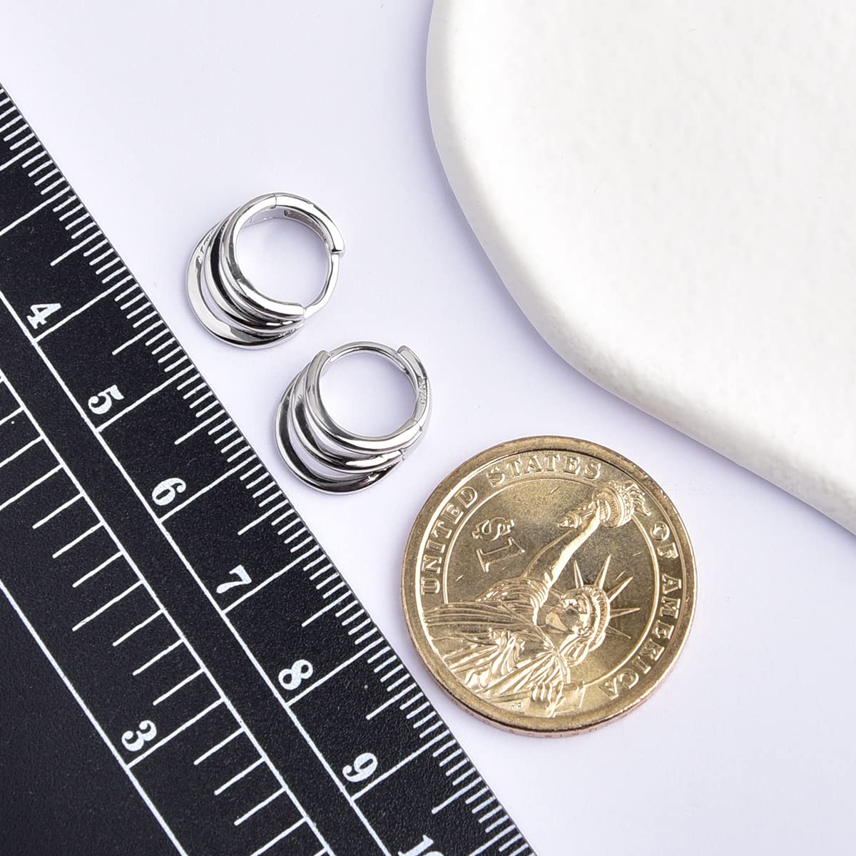 925 Sterling Silver Small Hugging Hoop earrings Triple Circle Hoop Earrings for Women Tiny 8mm Mini Huggie Hoop Earrings