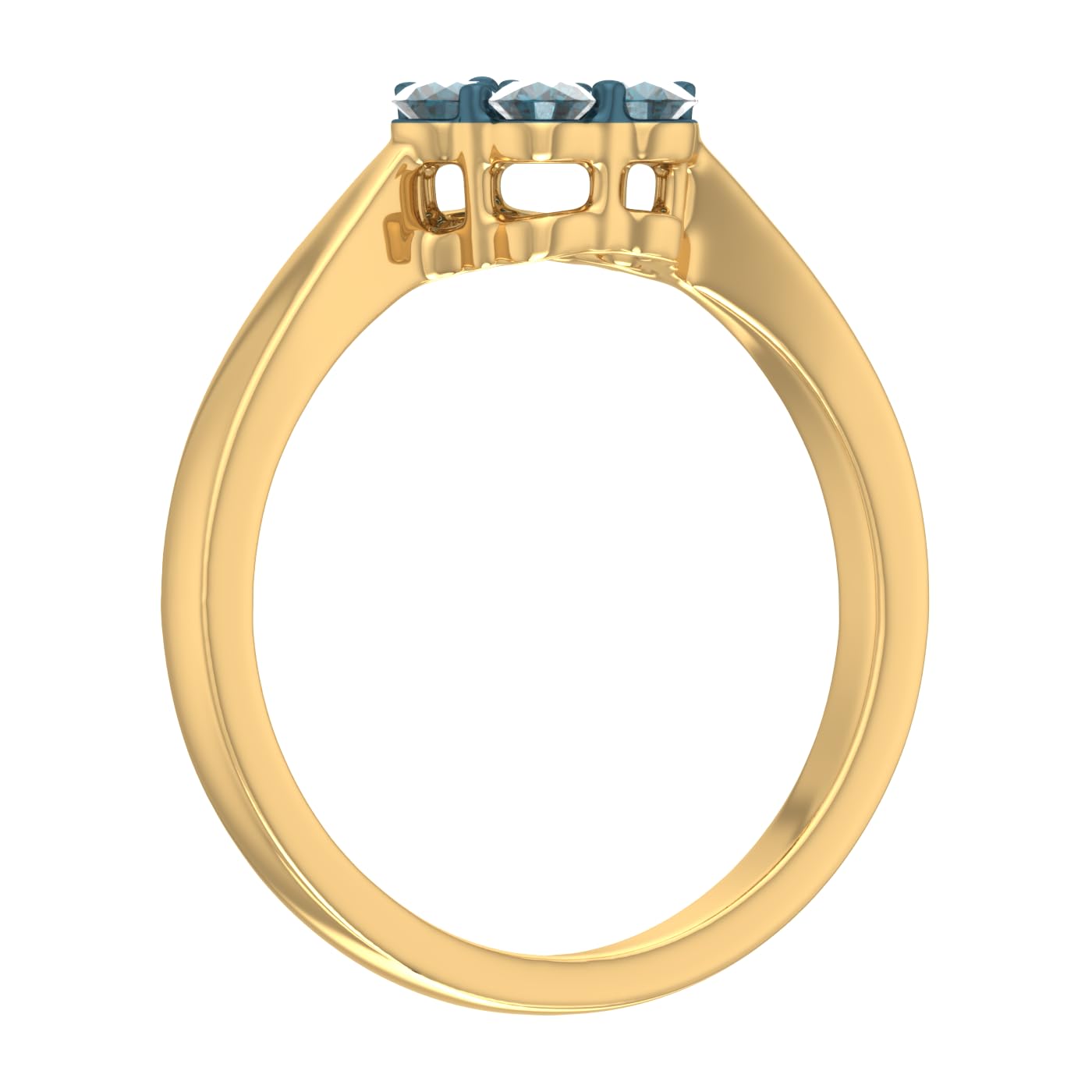 FINEROCK 1/2 Carat Blue Diamond Cluster Ring in 10K Yellow Gold (Ring Size 7)