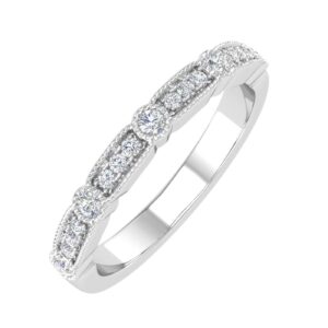 finerock 1/5 carat diamond wedding band ring in 10k white gold (ring size 7)