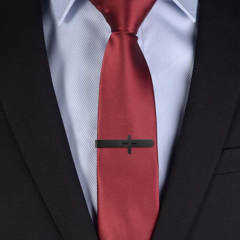 2 Inch Cross Tie Clips for Men, Tie Bar for Men's Skinny Necktie, Mens Accessories on Wedding Day or Going to Church.