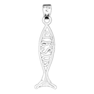 jewels obsession jesus fish pendant | sterling silver 925 jesus fish pendant - 36 mm