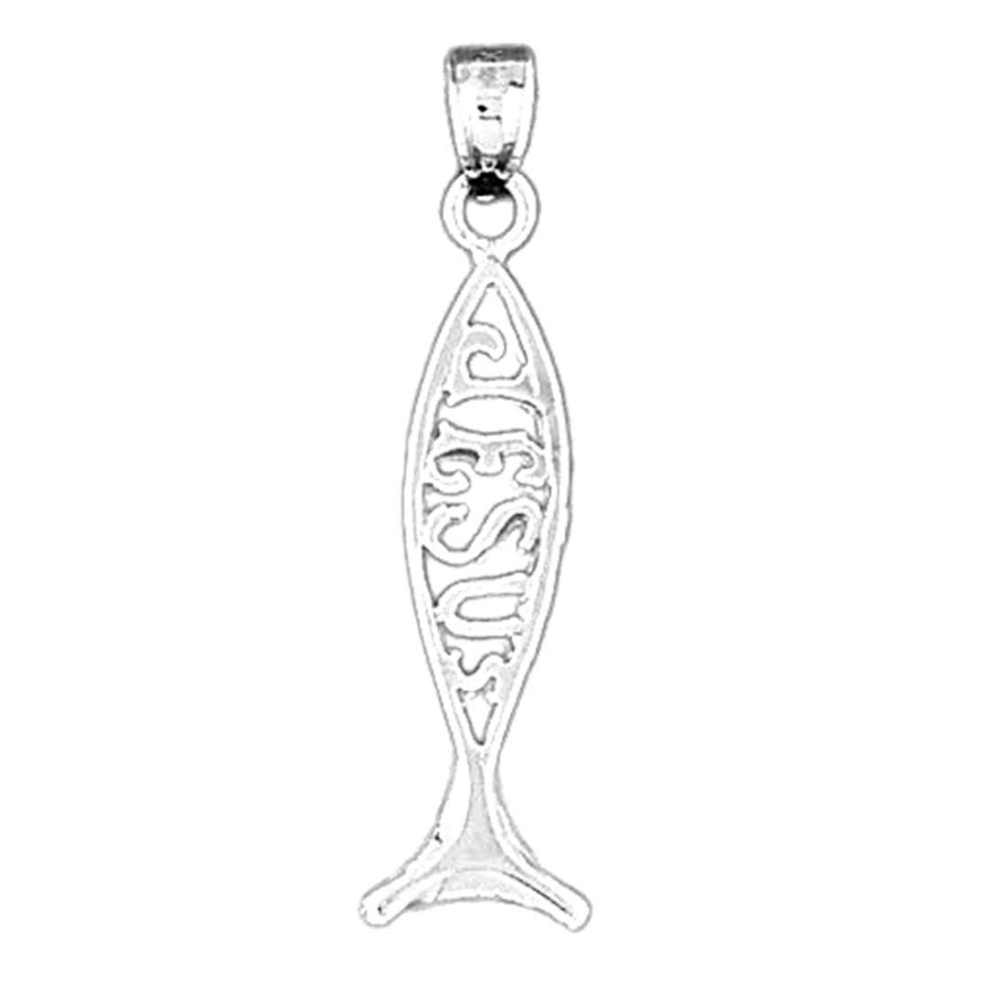 Jewels Obsession Jesus Fish Pendant | Sterling Silver 925 Jesus Fish Pendant - 36 mm