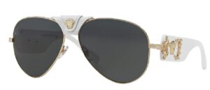 versace ve2150q 134187 62m gold/grey pilot sunglasses for men for women + bundle with designer iwear eyewear kit