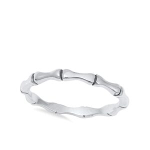 Modern Bamboo Skeleton Bone .925 Sterling Silver Band Size 4