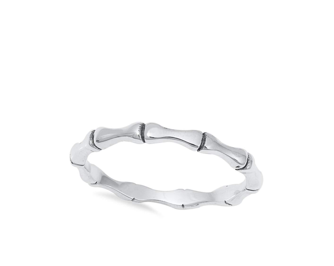 Modern Bamboo Skeleton Bone .925 Sterling Silver Band Size 4