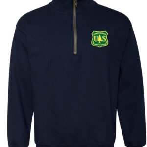 ALLNTRENDS Adult Zip Collar Sweatshirt Forest Service Embroidered USDA Top (2XL, Navy Blue)