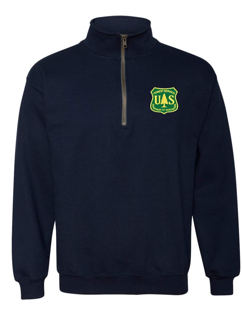 ALLNTRENDS Adult Zip Collar Sweatshirt Forest Service Embroidered USDA Top (2XL, Navy Blue)