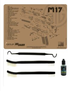 sig m17 tan 5 pc edog cerus gear schematic (exploded view) heavy duty pistol cleaning 12x17 padded gun-work surface protector mat solvent & oil resistant & 3 pc cleaning essentials & clenzoil