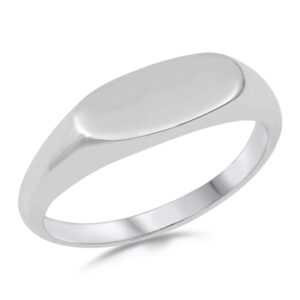 modern oval engravable signet .925 sterling silver band size 4