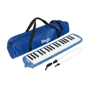 stagg melosta37 bl blue plastic melodica with 37 keys and black bag