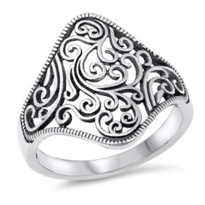 unique filigree swirl bali style ring new .925 sterling silver band size 8