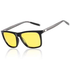 duco night driving glasses for headlight anti-glare night vision glasses with yellow lenses 3029 (black)