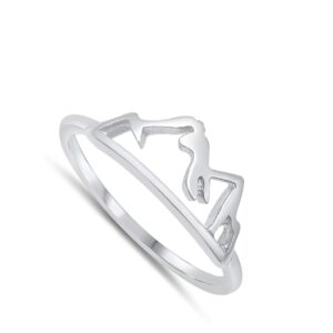 Cute Wanderlust Travel Mountain Range Band Sterling Silver Ring Size 4