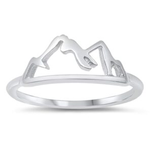 cute wanderlust travel mountain range band sterling silver ring size 4