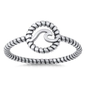 nautical rope twist wave ring new .925 sterling silver band size 8