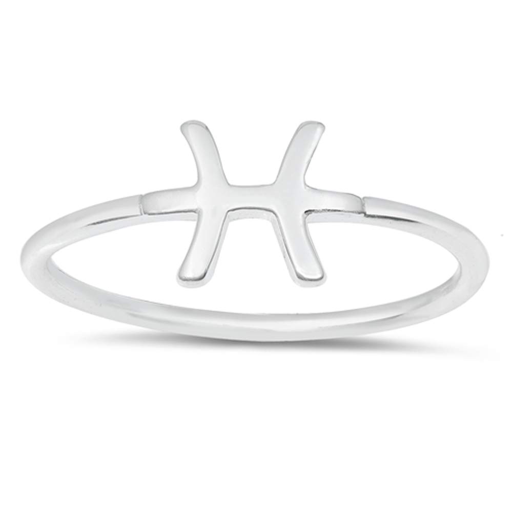 High Polish Pisces Zodiac Ring New .925 Sterling Silver Band Size 7