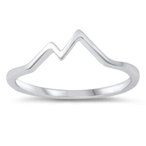 classic minimalist mountain travel ring new .925 sterling silver band size 7