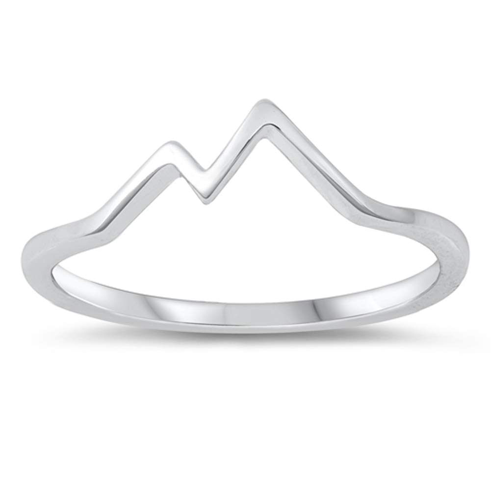 Classic Minimalist Mountain Travel Ring New .925 Sterling Silver Band Size 7