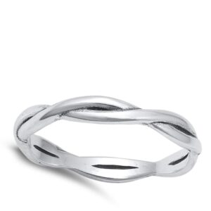 Simple Twist Ring New .925 Sterling Silver Band Size 10