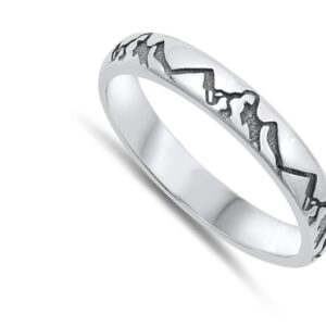 Oxidized Mountain Range Ring New .925 Sterling Silver Band Size 8